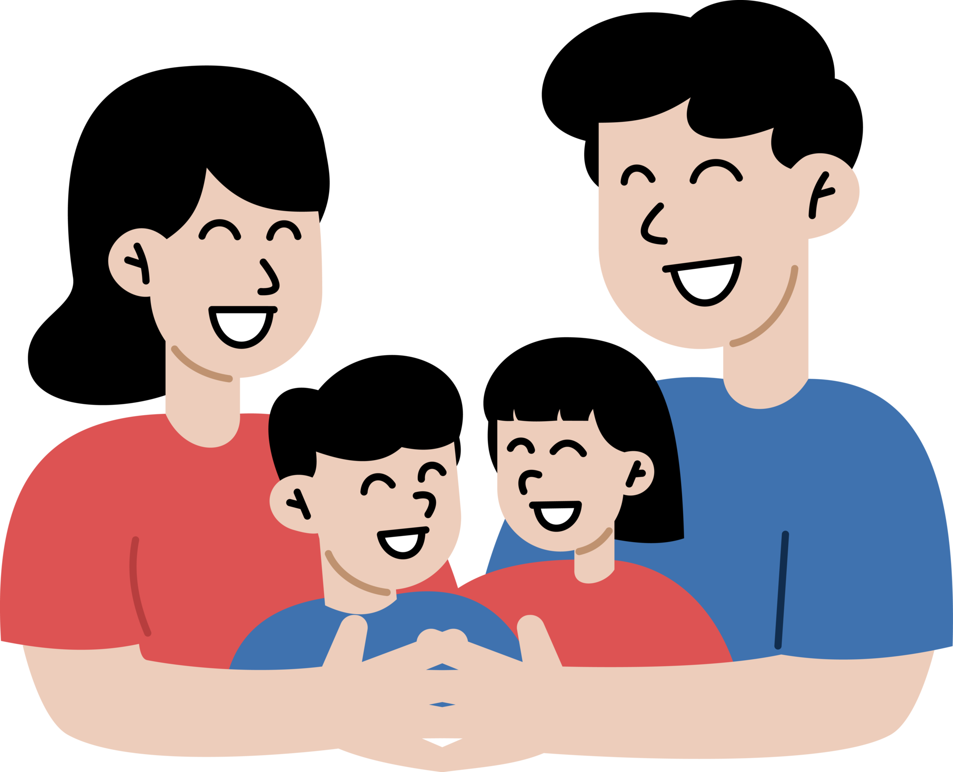 happy family with children. mother, father and kids. Cute cartoon characters isolated. Colorful ...