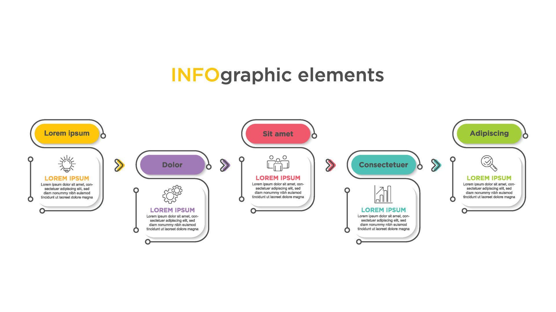 Infographics business template. Visualization of 5-stepped business ...