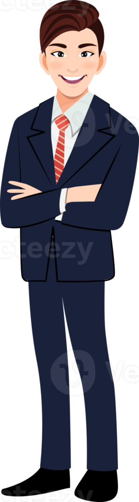 Flat Icon With Chinese Businessman Cartoon Character In Office Style