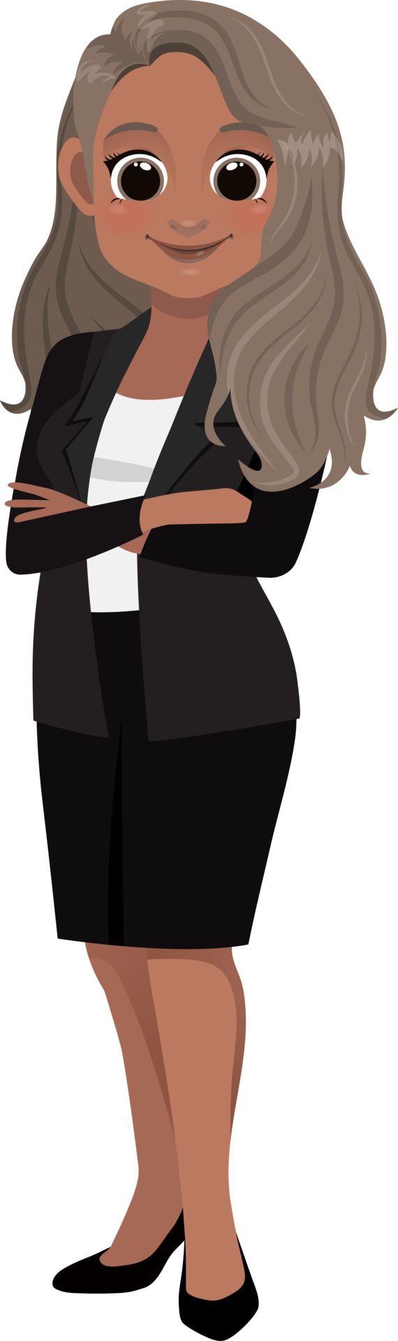 Flat icon with African American cute businesswoman cartoon character in ... Flat icon with African American cute businesswoman cartoon character in ...