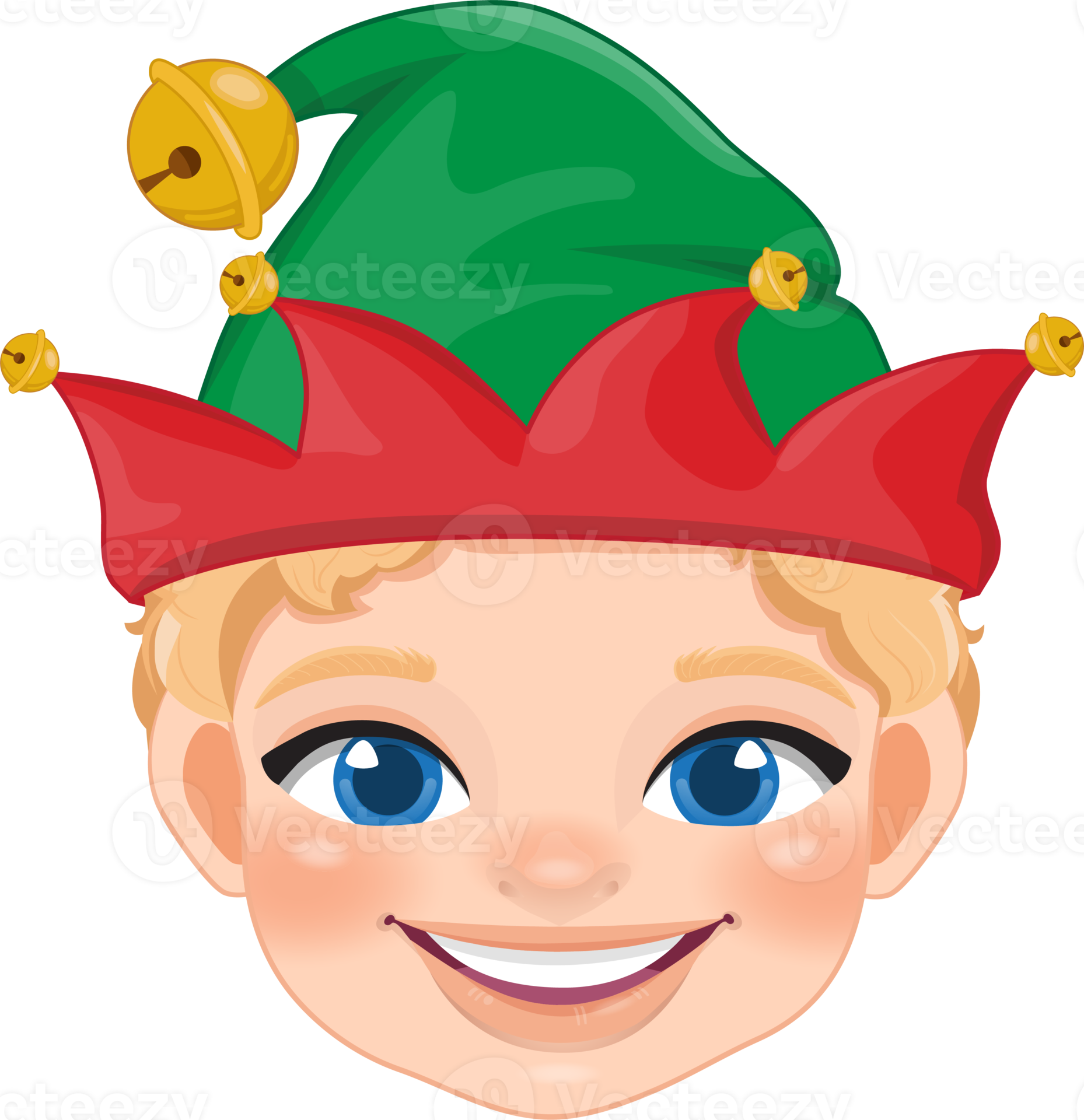 Christmas characters heads with Cute Elf cartoon characters for design ...