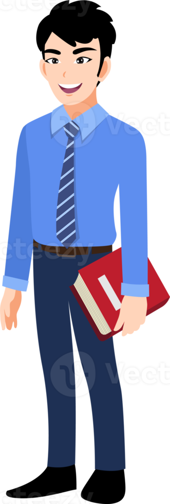 Asian Businessman Cartoon Character Set Handsome Business Man In