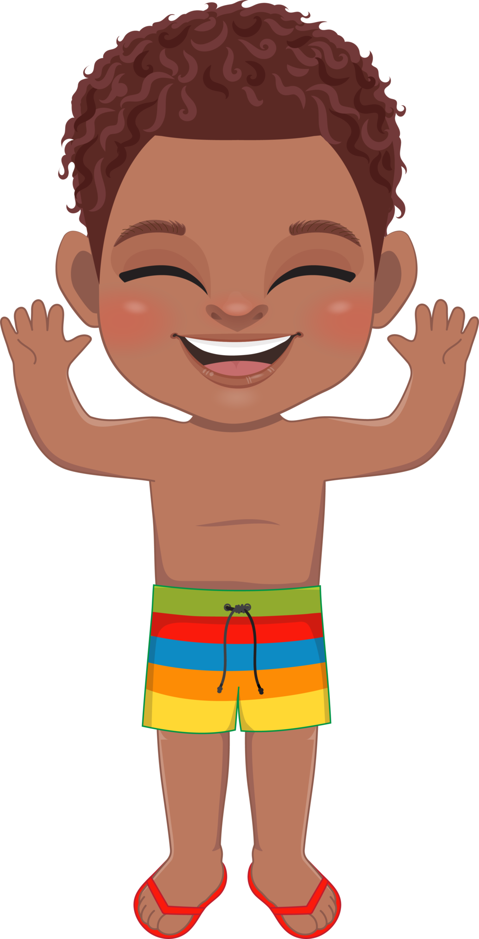 Cartoon happy little black boy in a summer swimsuit 19841545 PNG Cartoon happy little black boy in a summer swimsuit 19841545 PNG