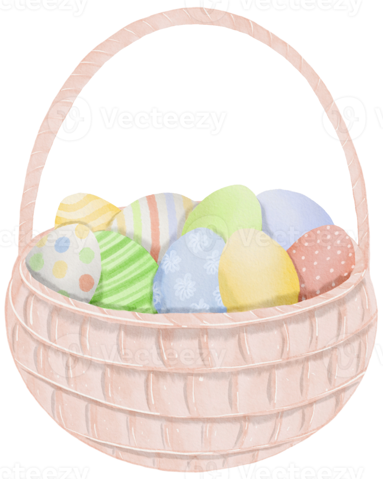Easter Eggs in basket pastel watercolor style 19841589 PNG