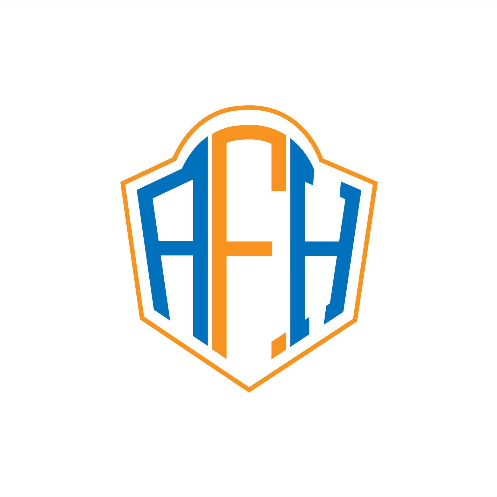 AFH abstract monogram shield logo design on white background. AFH creative initials letter logo ...
