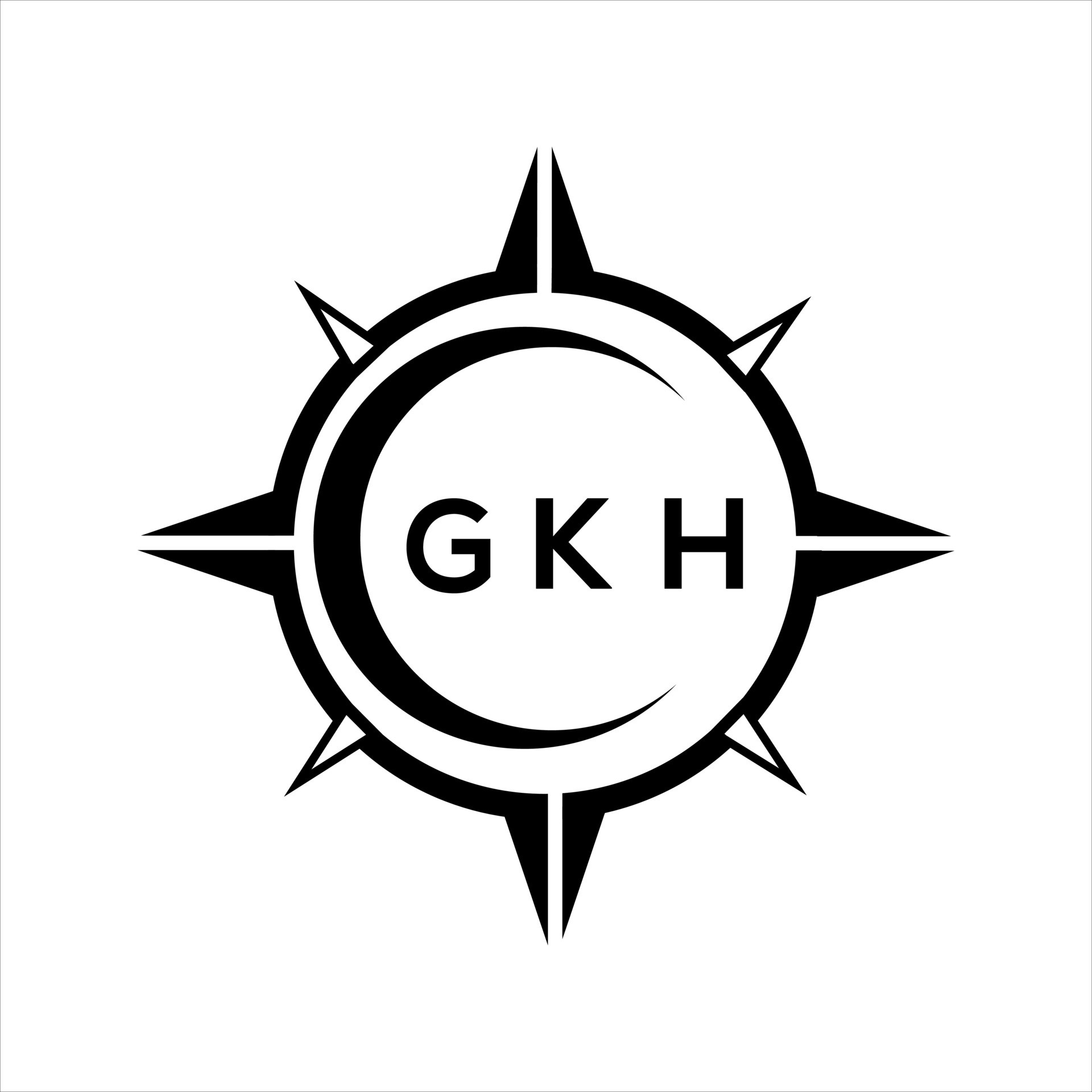 GKH abstract technology circle setting logo design on white background. GKH creative initials ...