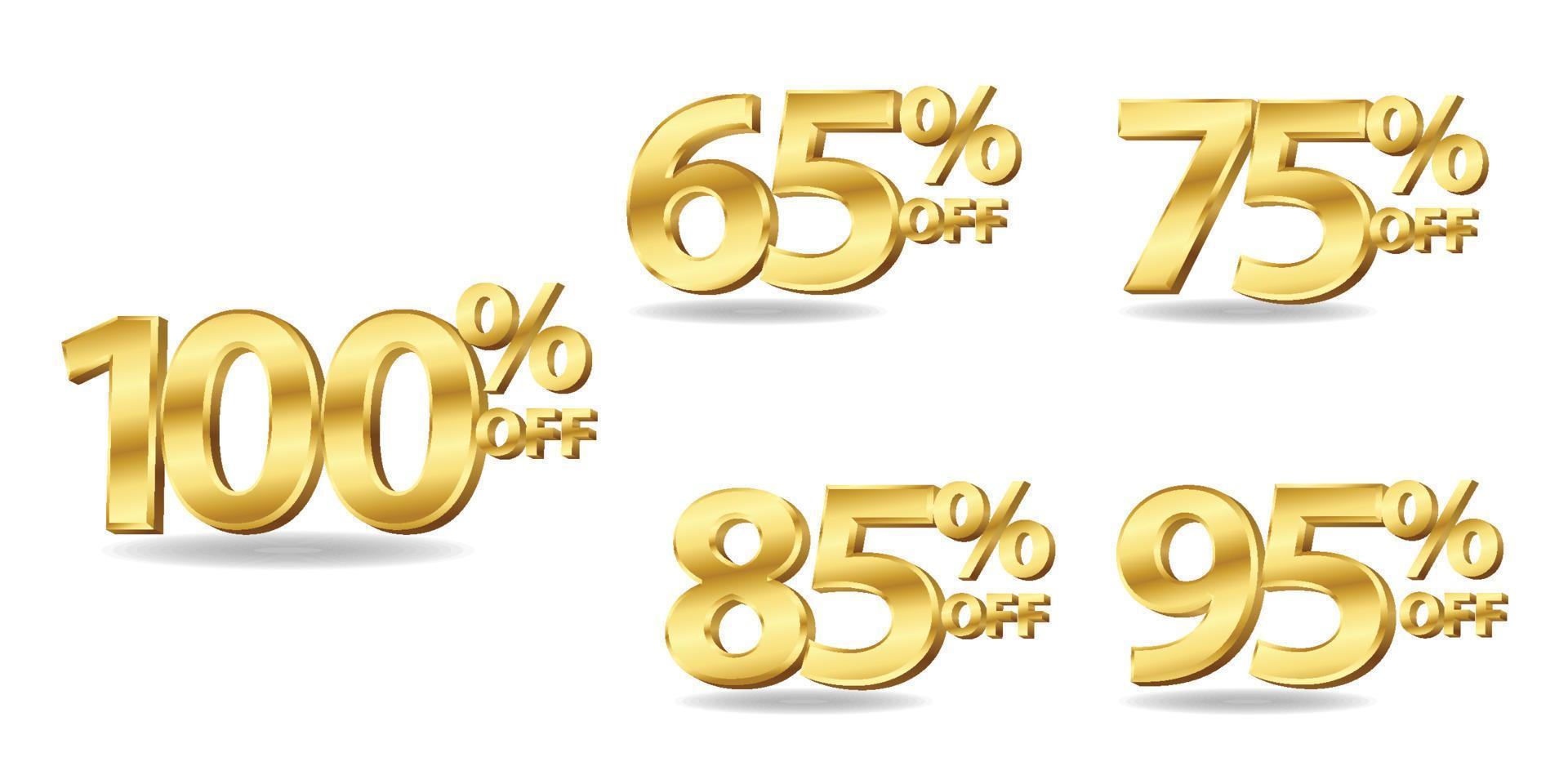 Collection Of Shiny Gold Discount Numbers Advertising Premium Vector