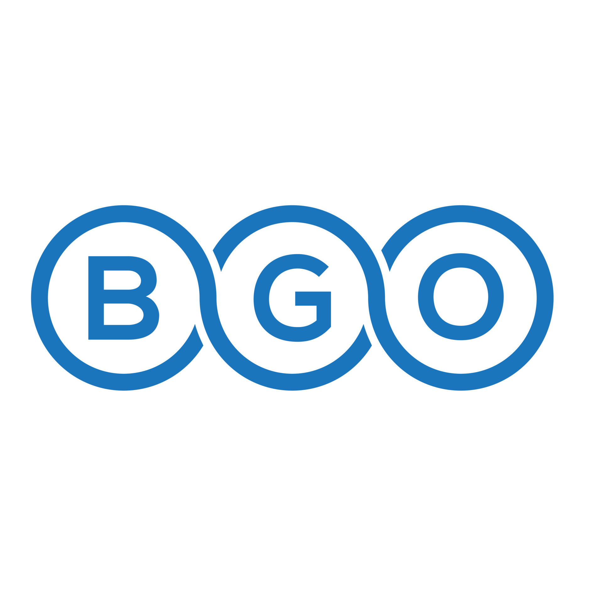 diseño de logotipo de letra bgo sobre fondo blanco. concepto de logotipo de letra de iniciales ...