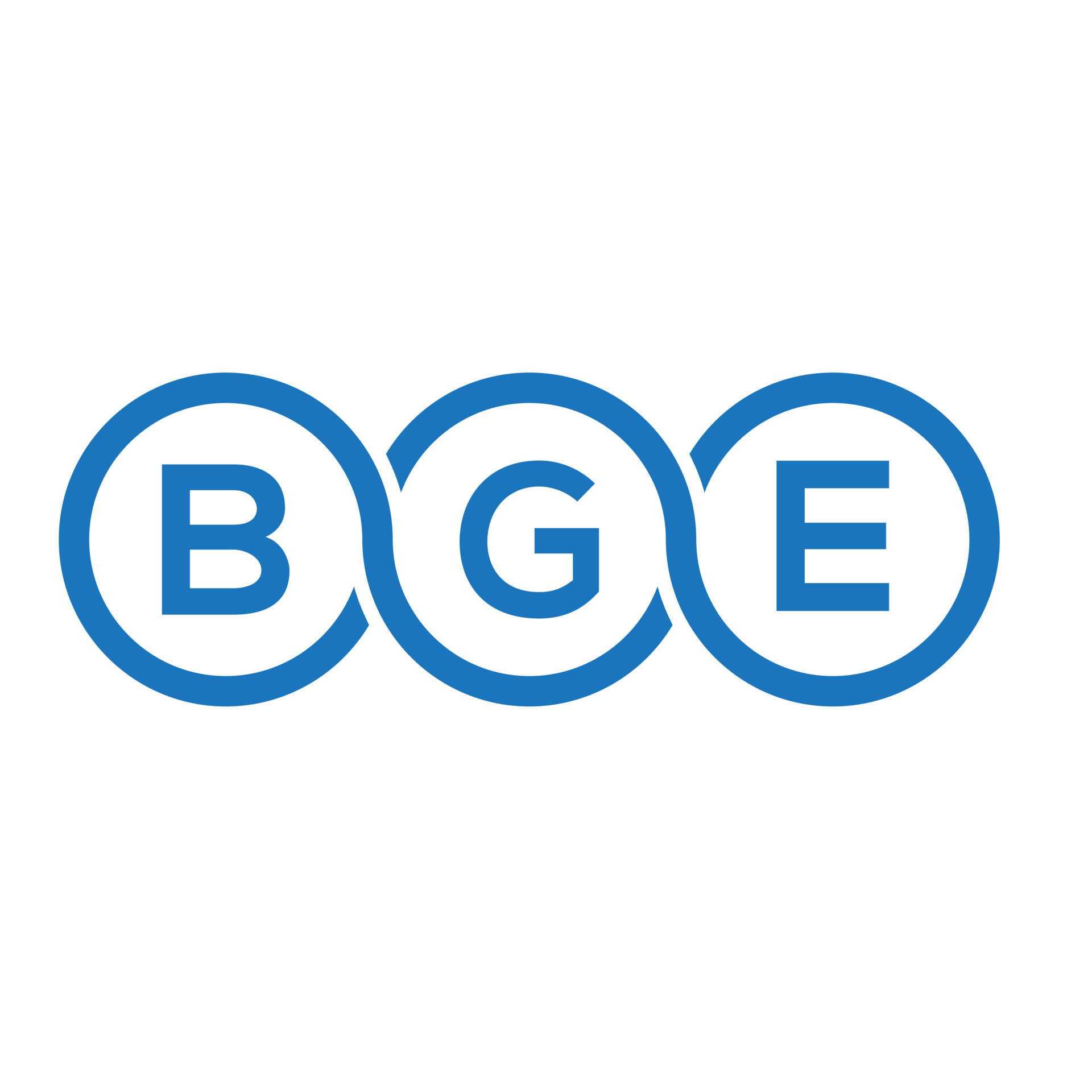 diseño de logotipo de letra bge sobre fondo blanco. concepto de logotipo de letra de iniciales ...