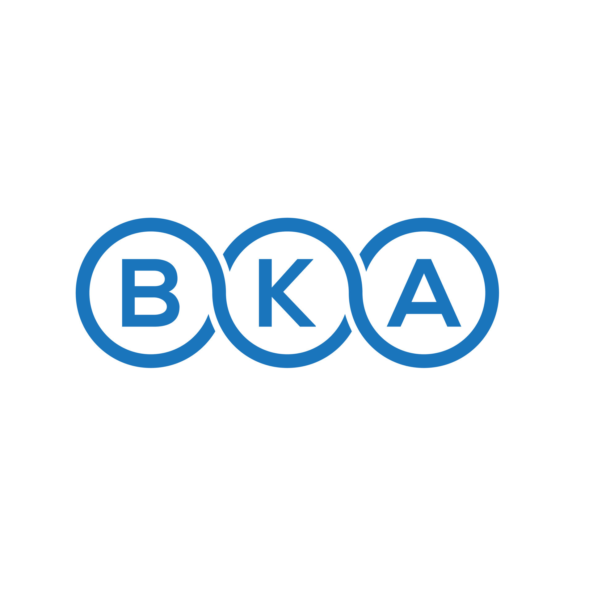 diseño de logotipo de letra bka sobre fondo blanco. concepto de logotipo de letra de iniciales ...