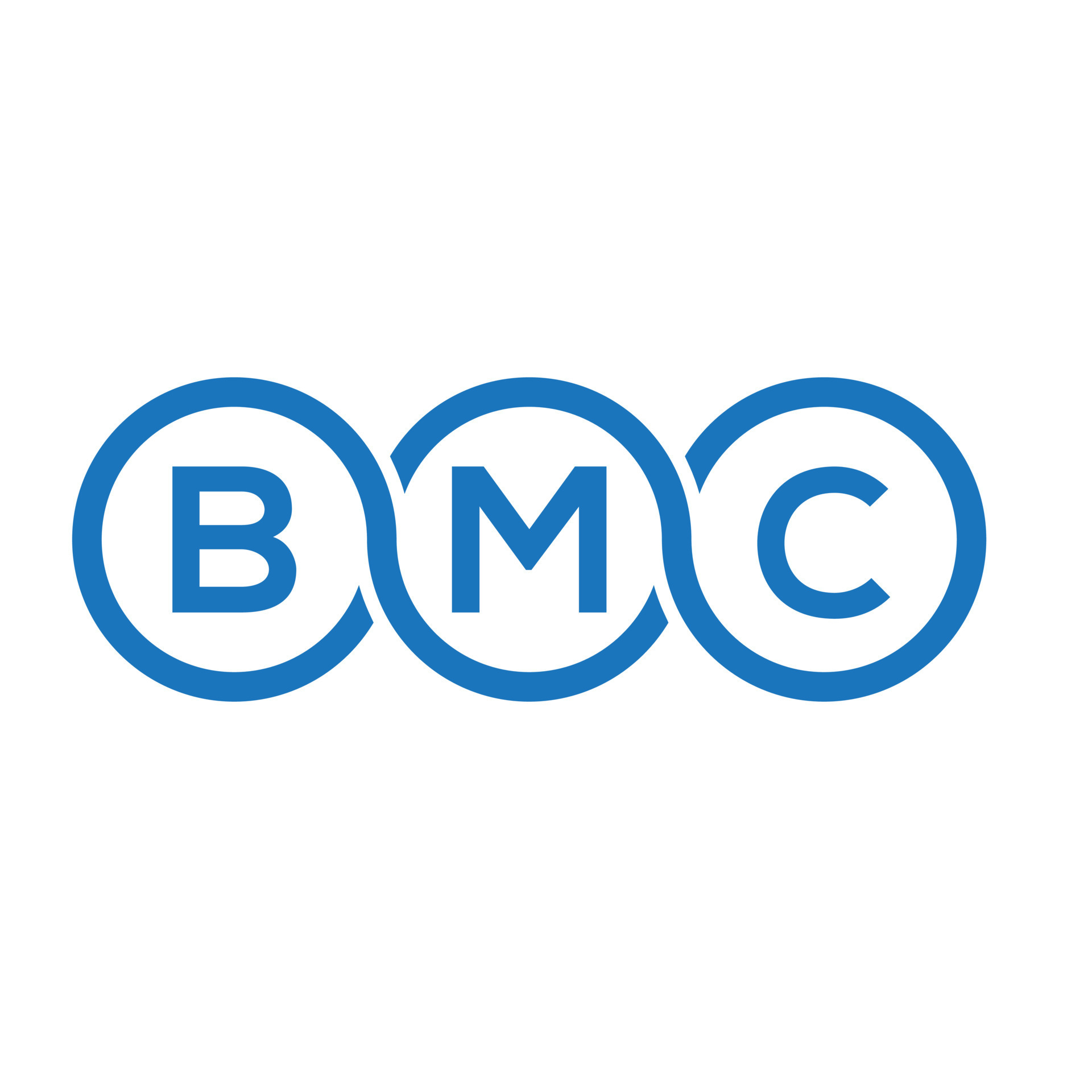 diseño de logotipo de letra bmc sobre fondo blanco. concepto de logotipo de letra de iniciales ...