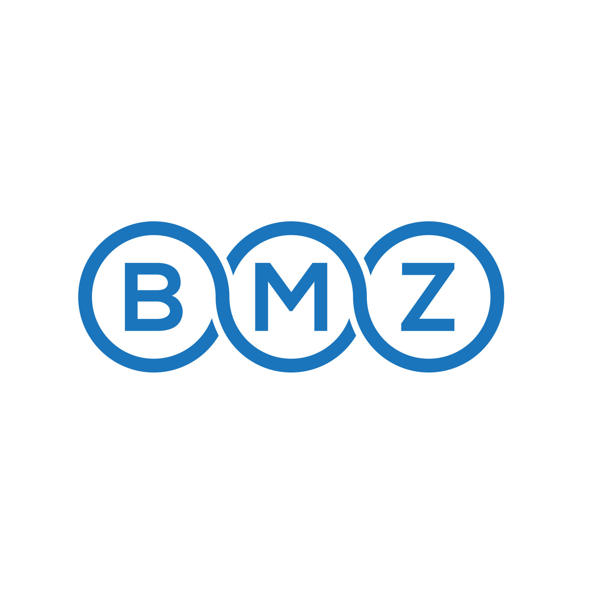 diseño de logotipo de letra bmz sobre fondo blanco. concepto de logotipo de letra de iniciales ...