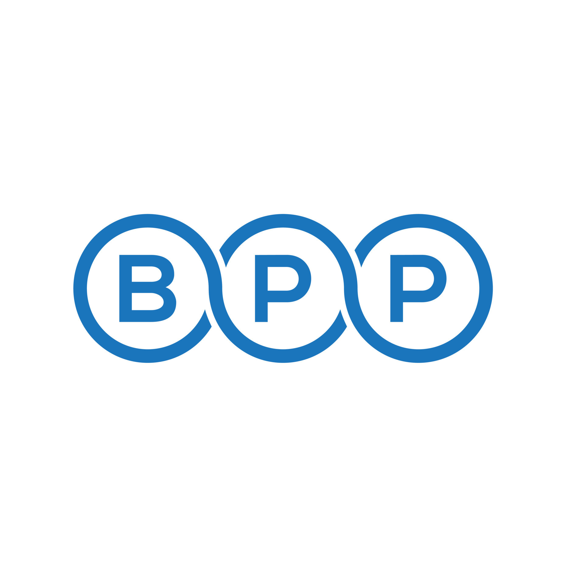 diseño de logotipo de letra bpp sobre fondo blanco. concepto de logotipo de letra de iniciales ...