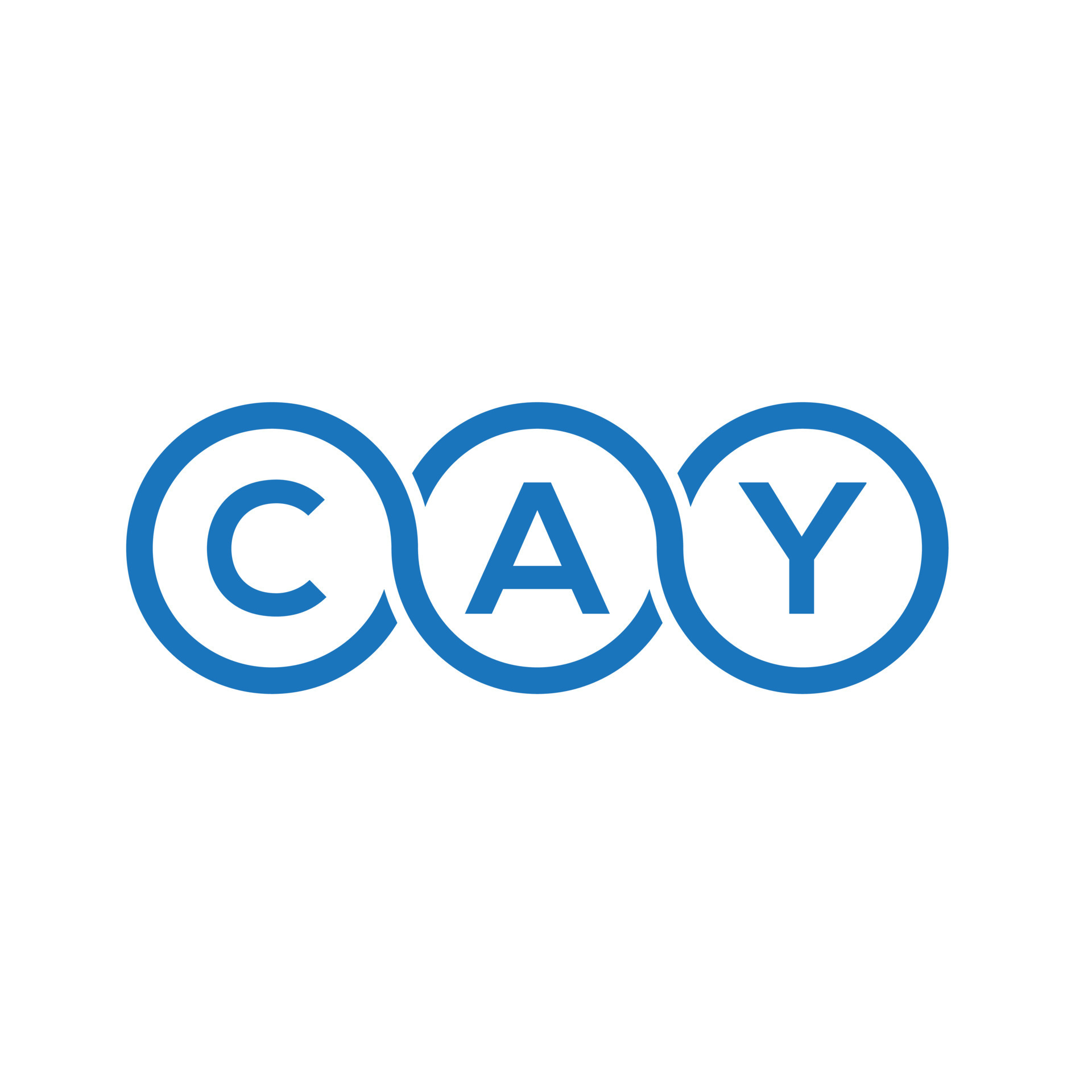 diseño de logotipo de letra cay sobre fondo blanco. concepto creativo del logotipo de la letra ...