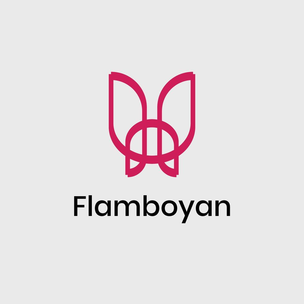 Flamboyan Rose Flower butterfly logogram design concept 19849073 Vector Art at Vecteezy