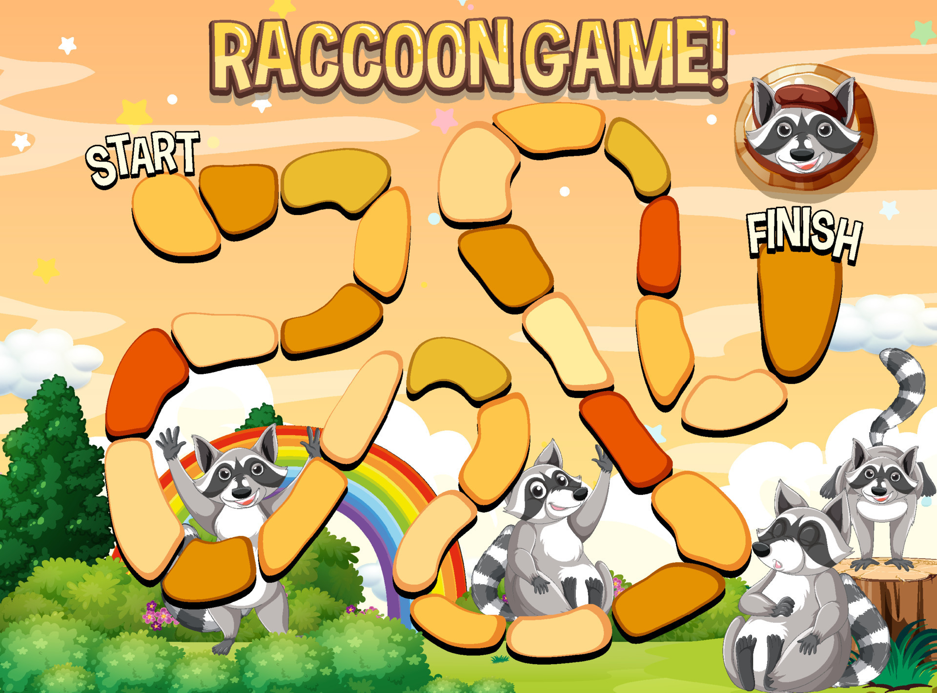 A snake ladder raccoon game template 19850298 Vector Art at Vecteezy