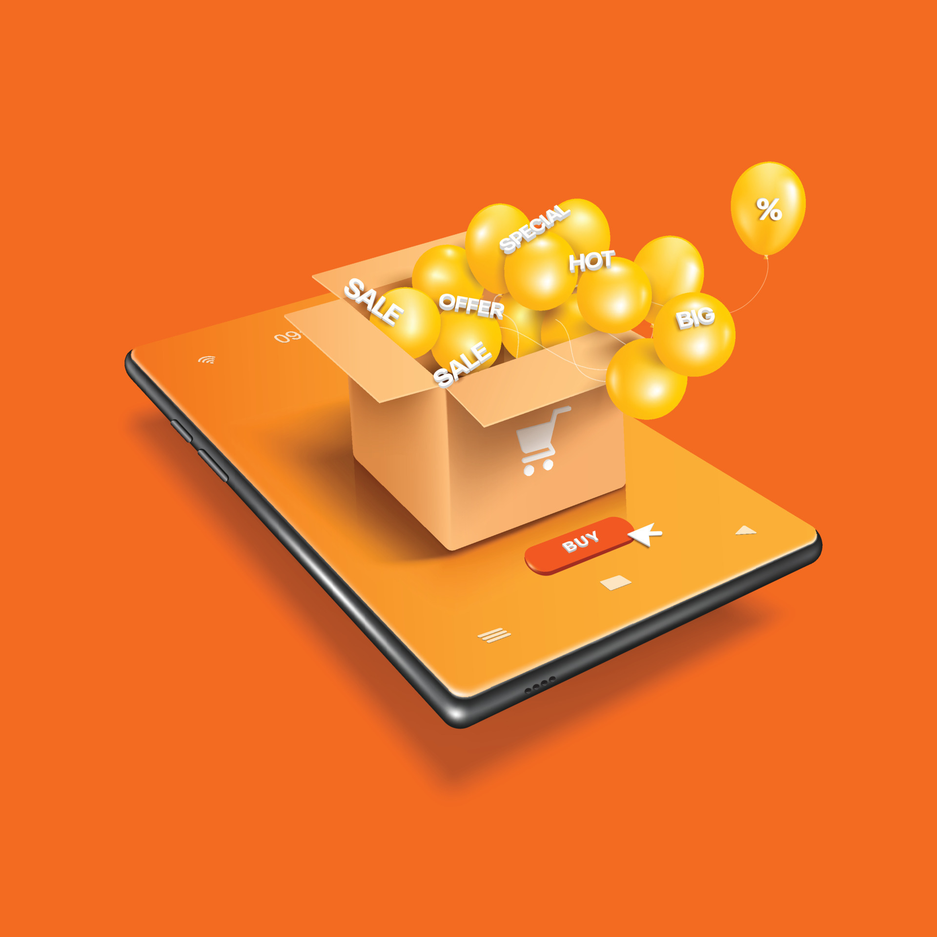 Yellow balloons with various promotional text overflowed and floated ... Yellow balloons with various promotional text overflowed and floated ...