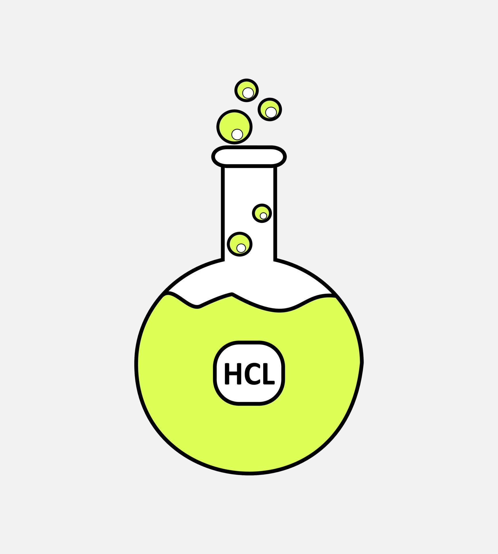 vector illustration florence flask filled with hcl liquid flat design good for element design ...