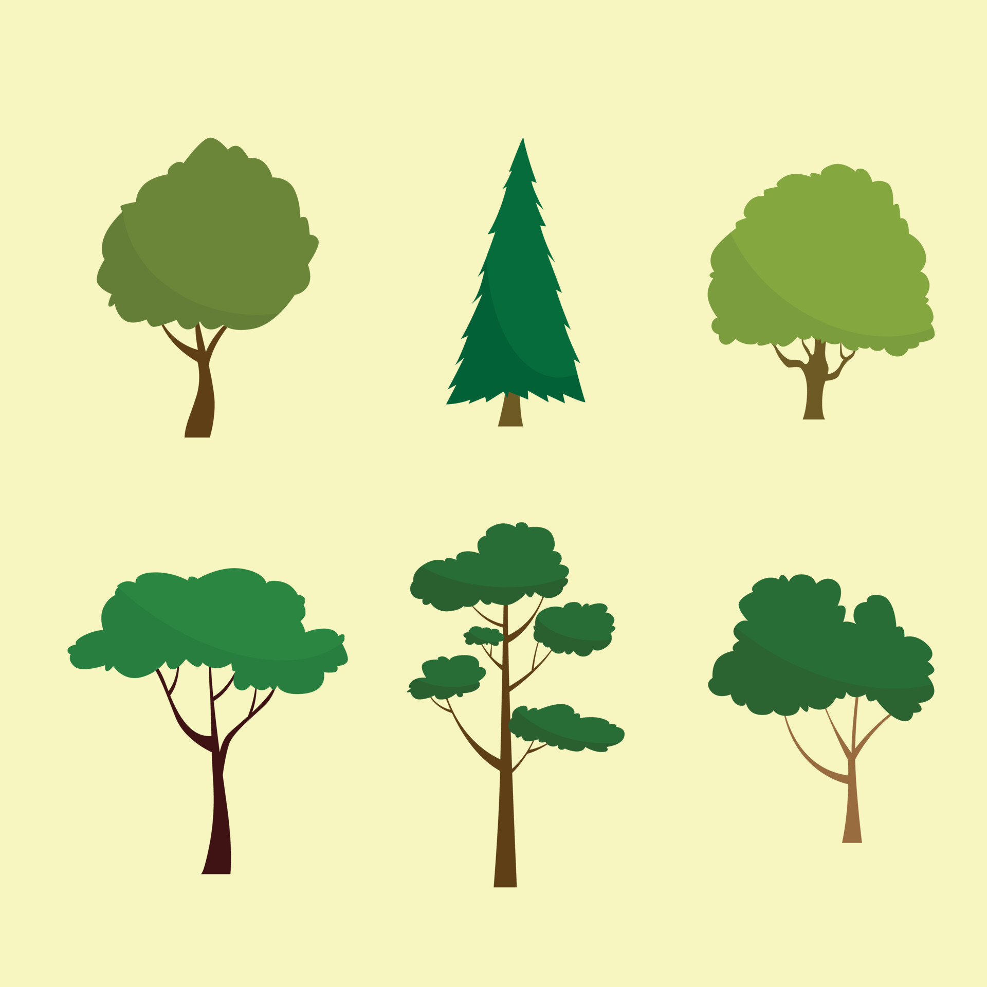 hand drawn colorful tree logo collection design 19856728 Vector Art at ...