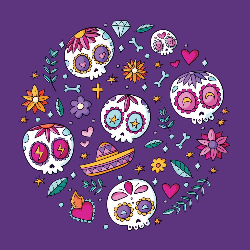 Anatomically Correct Human Skulls Set Hand Drawn Line Art Vector