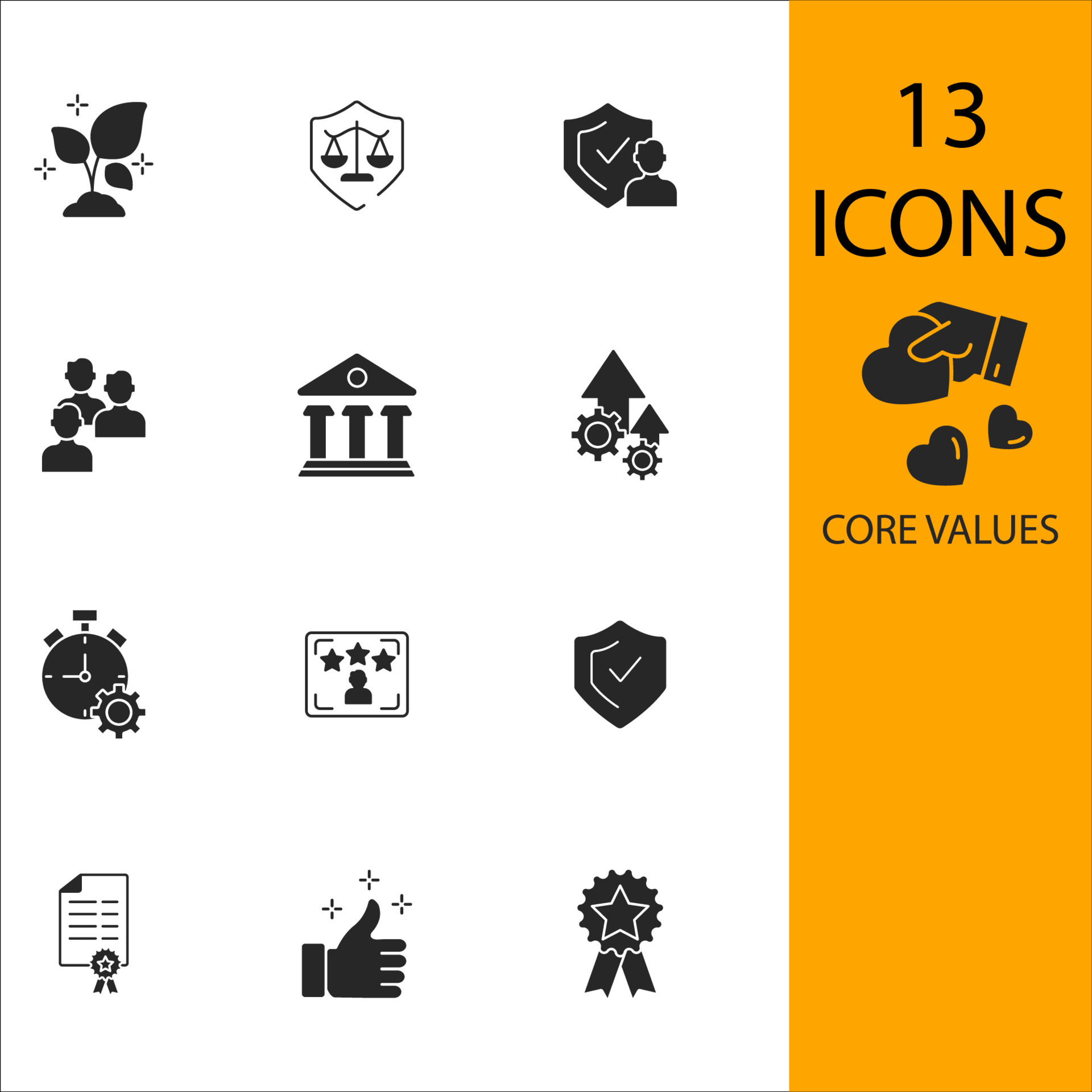 Core Values Icons Set Core Values Pack Symbol Vector Elements For