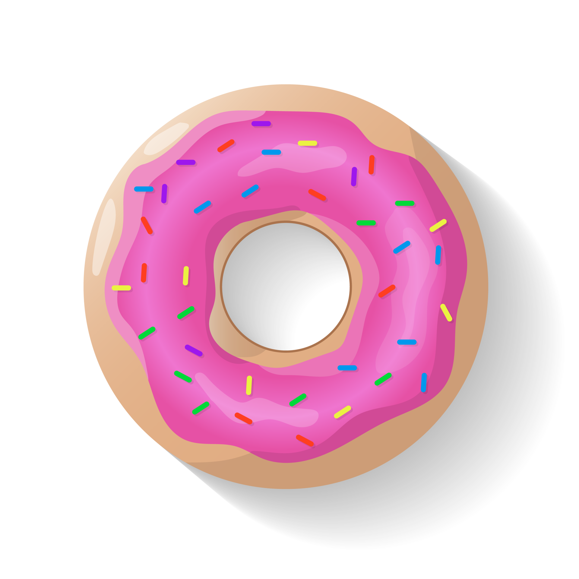 Donut isolated background. Cute pink donut. Colorful and glossy donut with pink glaze and ...