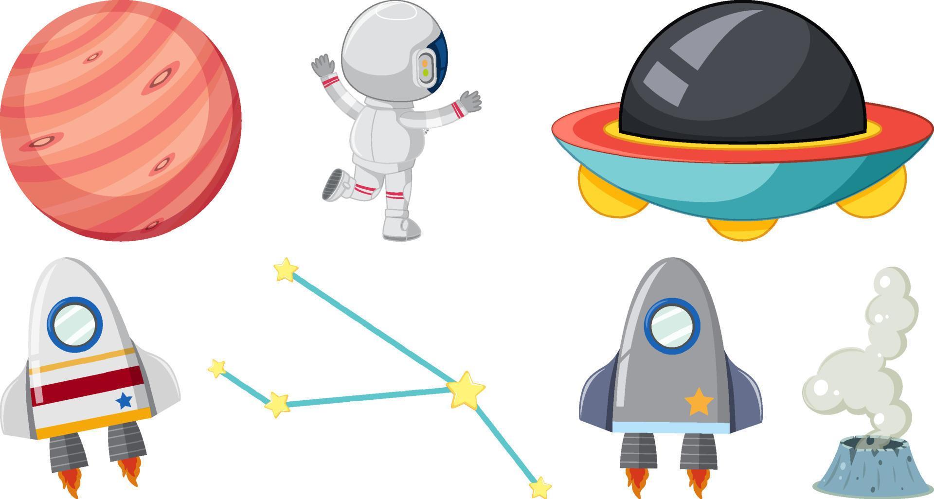 Set of space cartoon characters and objects 19861803 Vector Art at Vecteezy