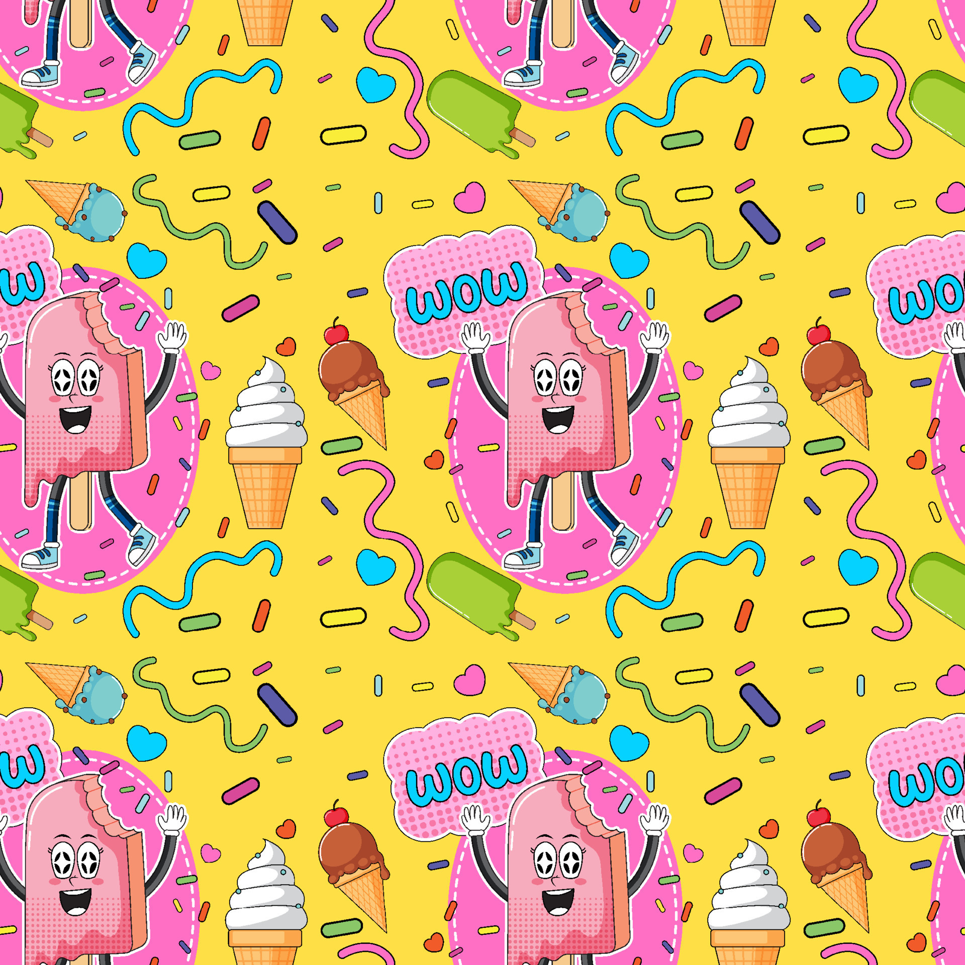 Sweet Ice Cream Seamless Pattern 19863760 Vector Art At Vecteezy