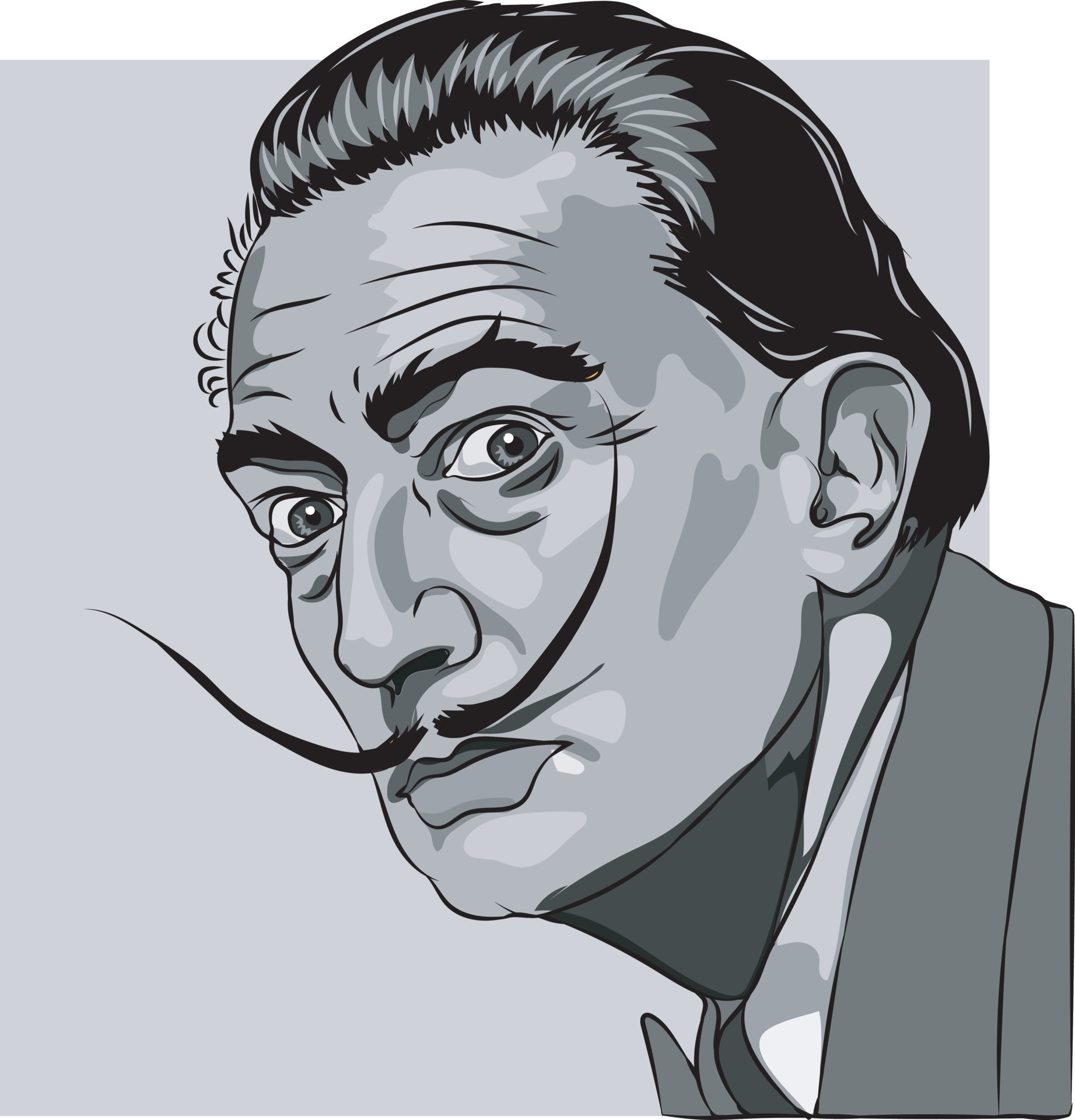 Salvador Dali Gray Scale Vector Portrait 19865293 Vector Art At Vecteezy