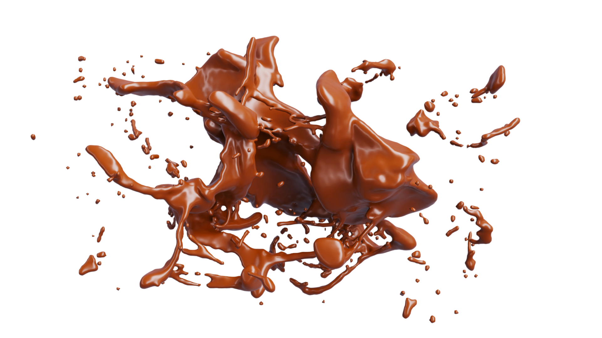 Chocolate Splash with droplets 3d rendering. PNG alpha. 3d illustration. 19865355 PNG