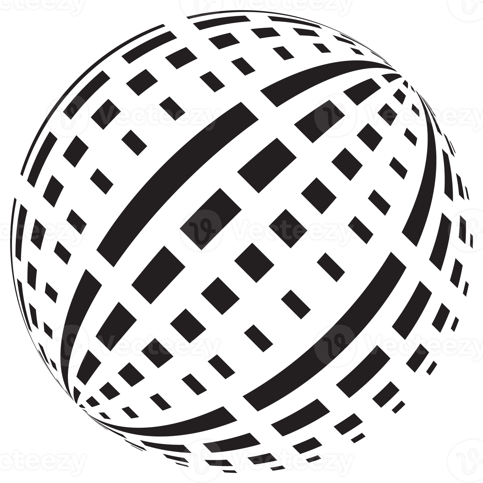 Abstract Patterned Sphere Design Element In Black Color Png With