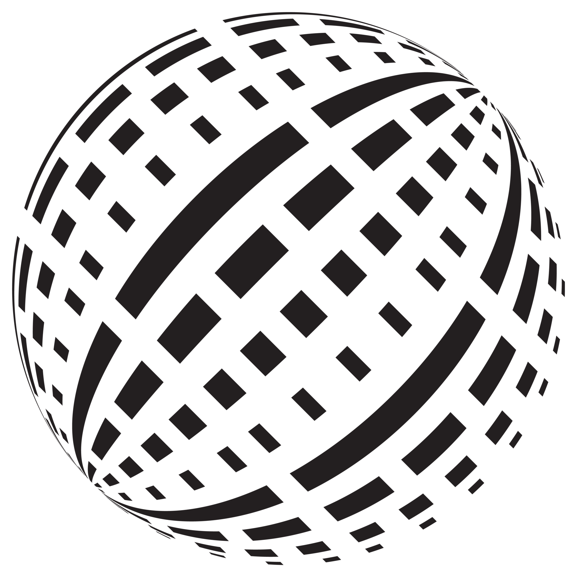 Abstract Patterned Sphere Design Element In Black Color Png With