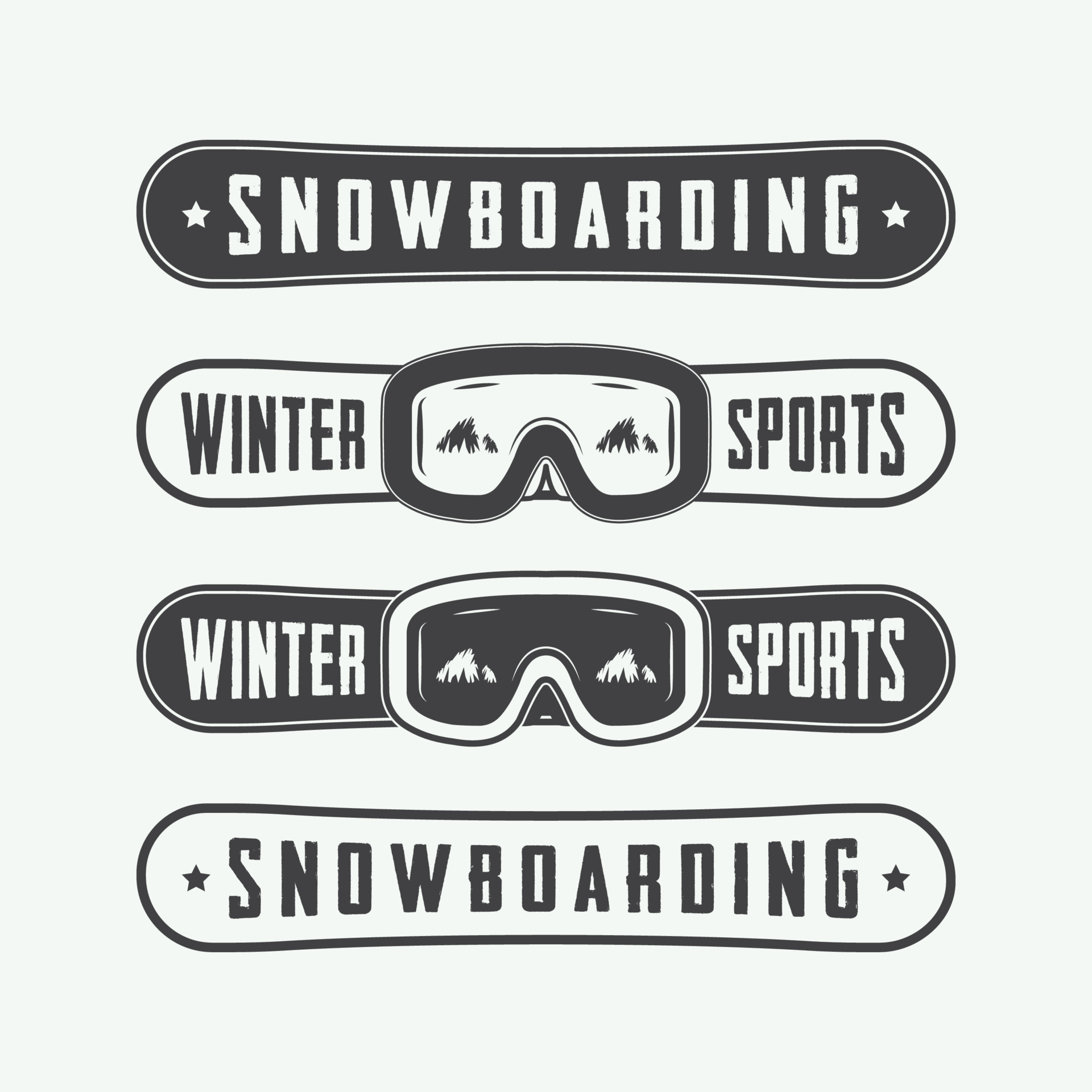 logotipos, insignias, emblemas y elementos de diseño de snowboard ...