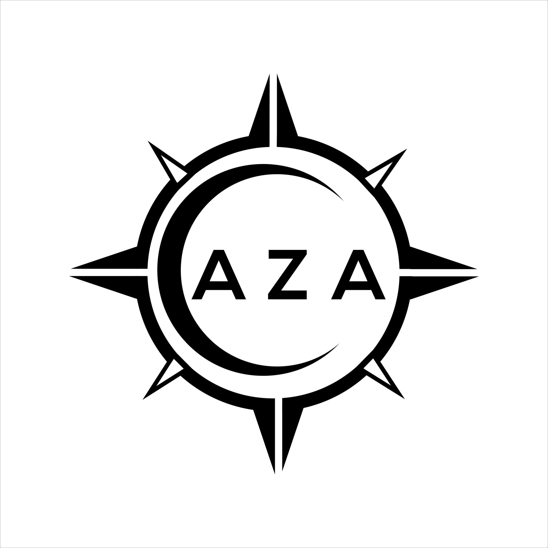 AZA abstract monogram shield logo design on white background. AZA creative initials letter logo ...