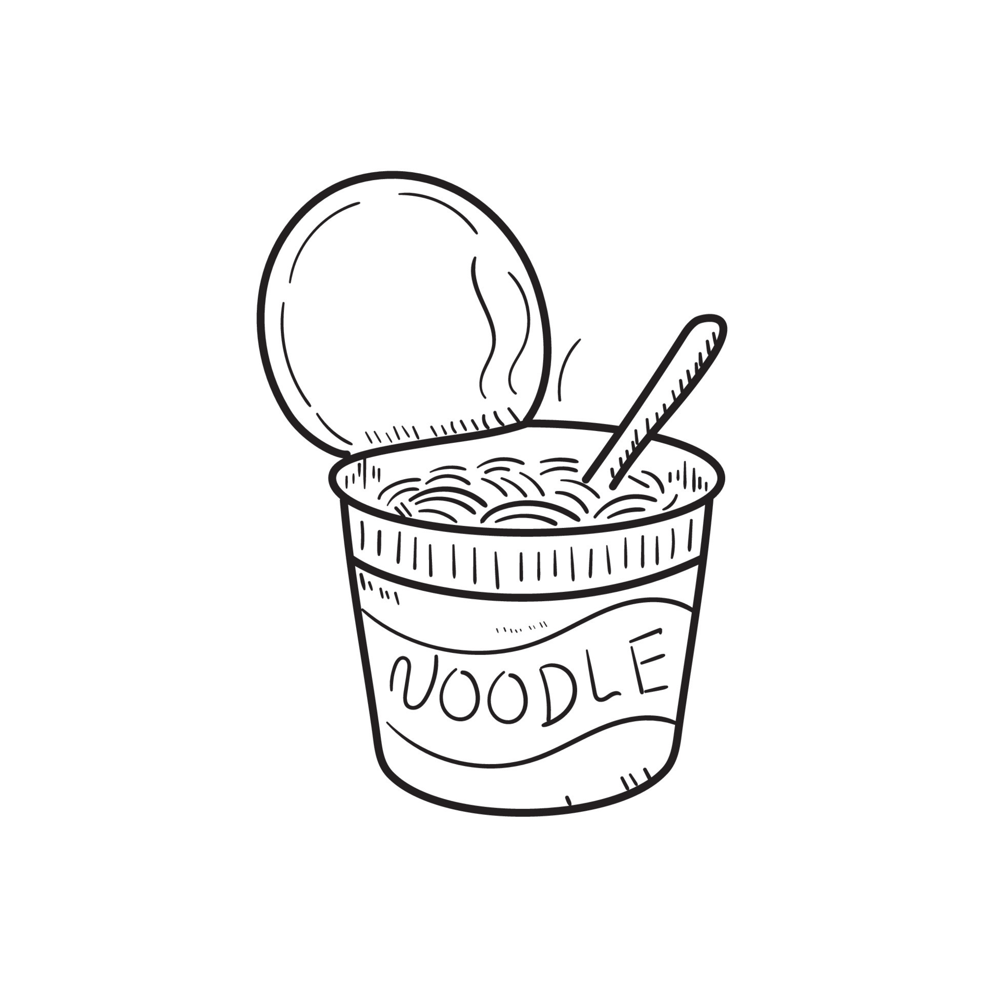 Instant Noodle Drawing In Sketch Style Isolated On White Background 19885227 Vector Art At Vecteezy