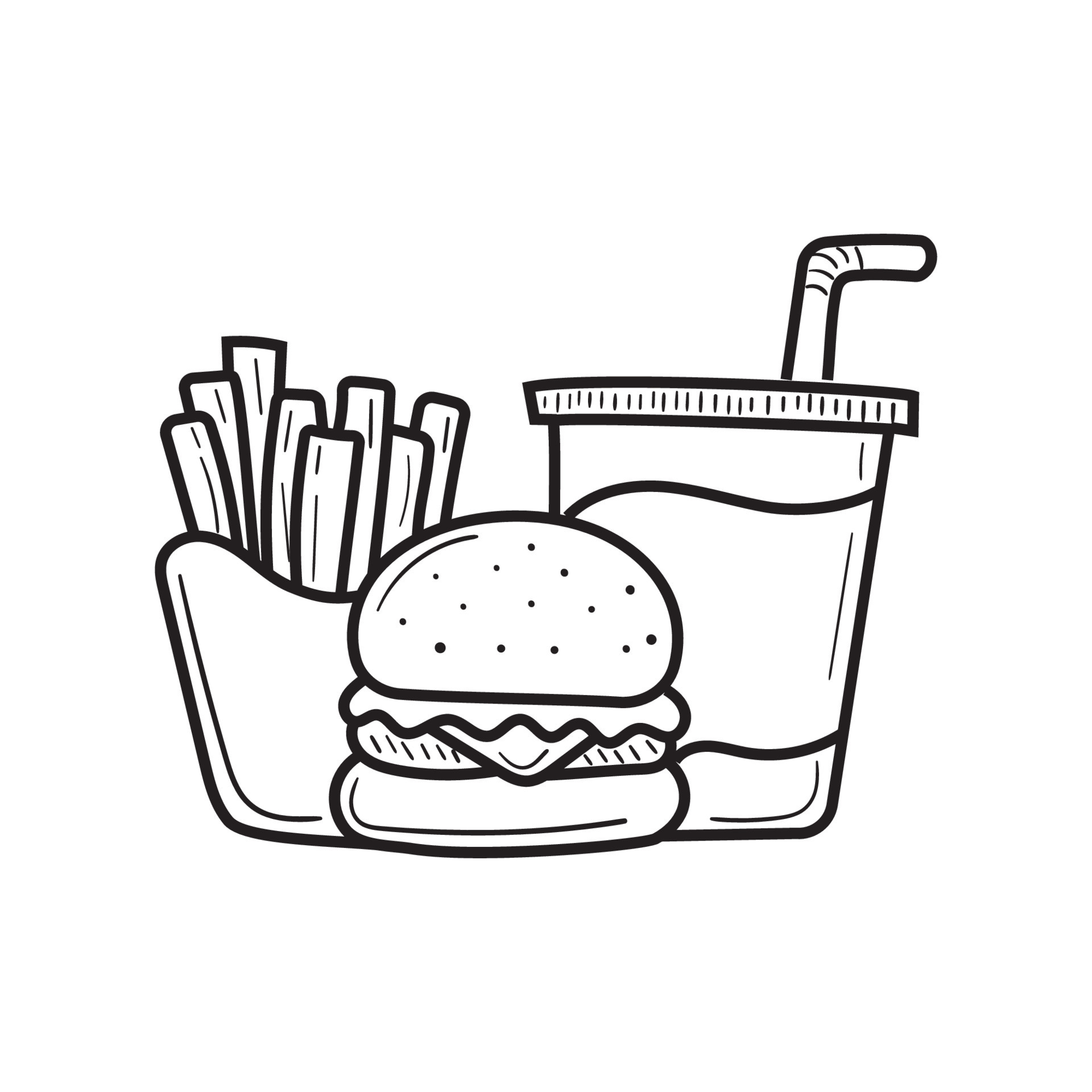 Burger with fries sketch illustration with cute design 19885255 Vector ... Burger with fries sketch illustration with cute design 19885255 Vector ...