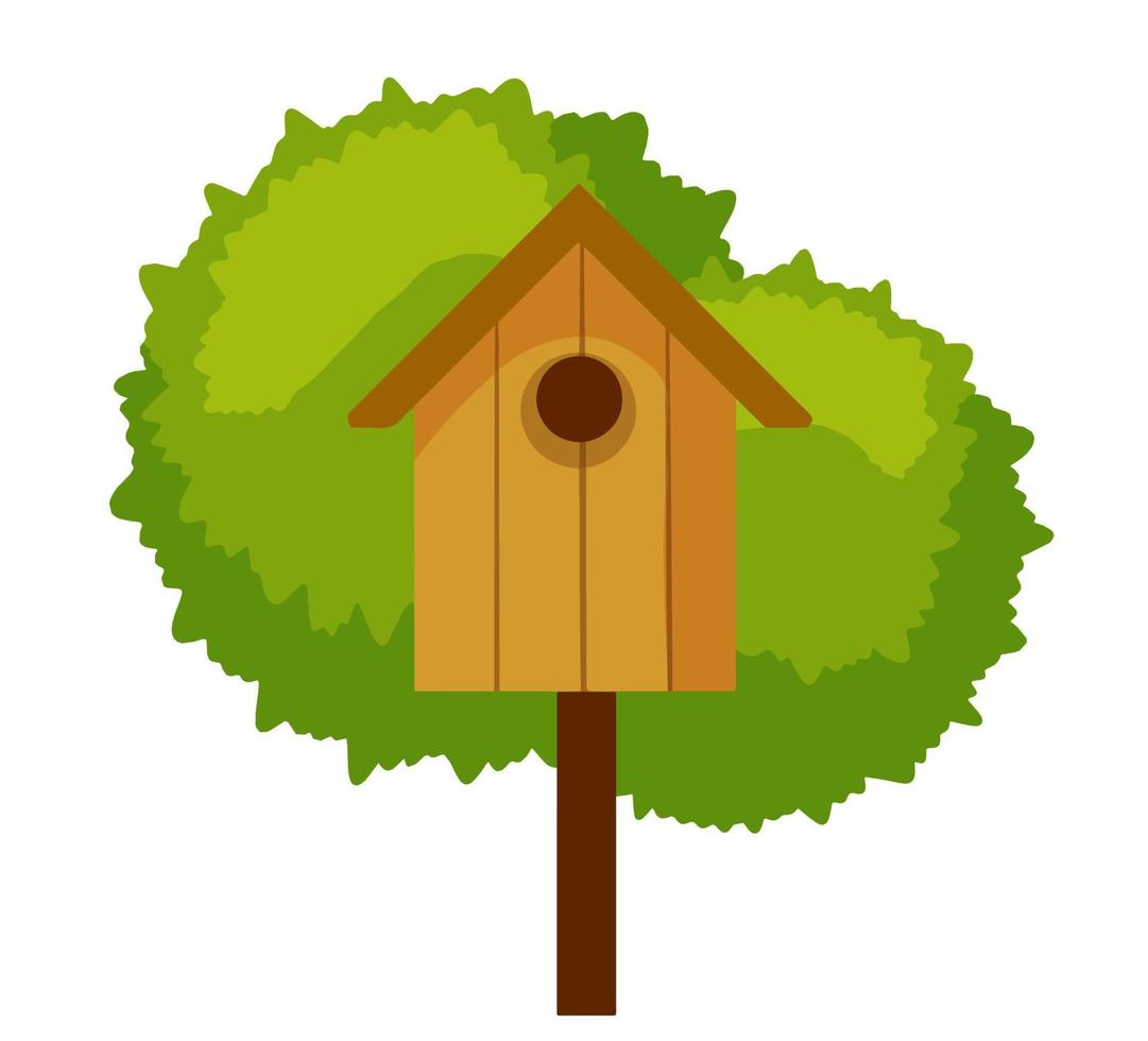pajarera colgando en árbol. casa para aves. primavera nido de bosque animal. 19886333 Vector en ...