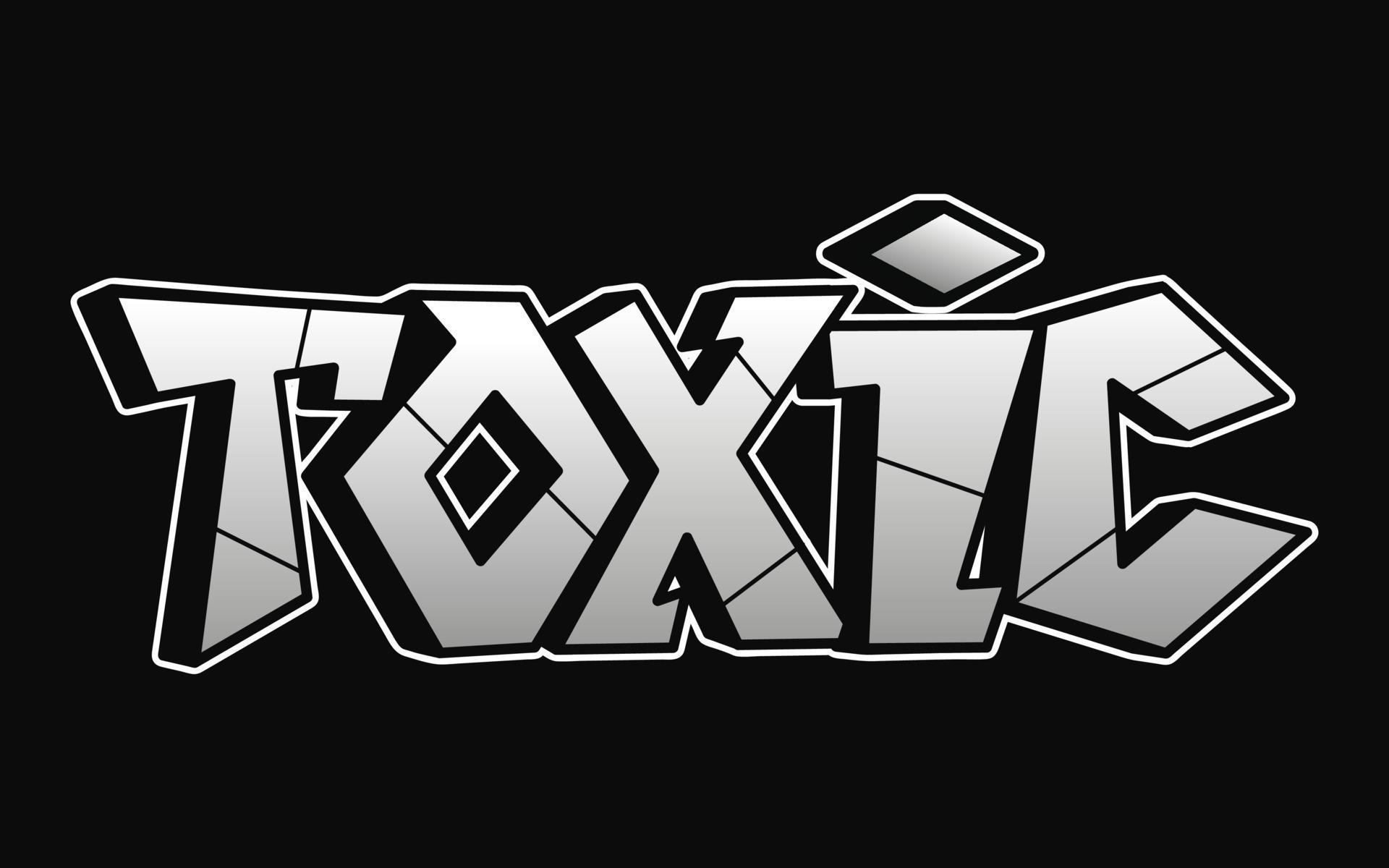 Toxic word graffiti style letters.Vector hand drawn doodle cartoon logo illustration.Funny cool ...