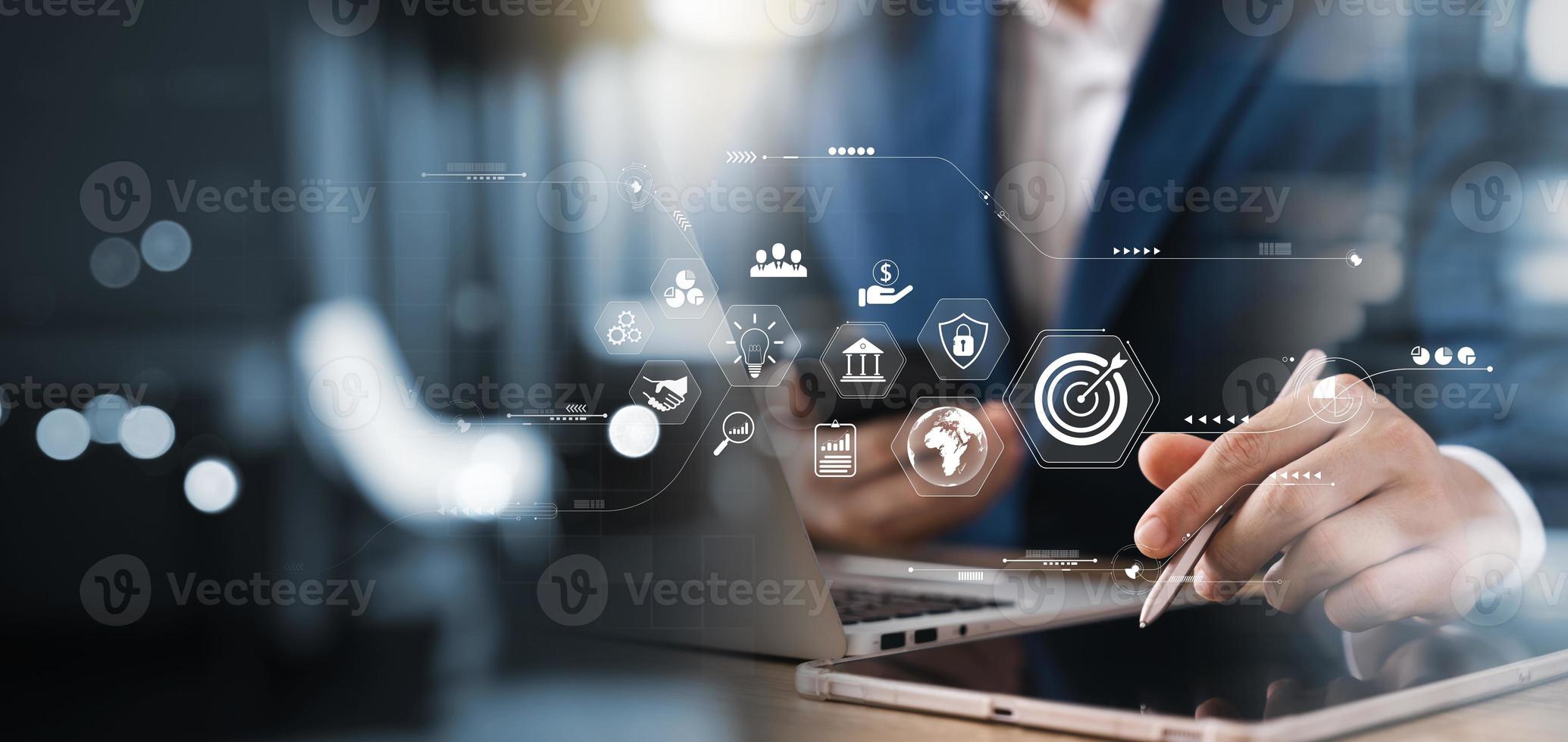Businessman analyzing company's financial balance sheet working with ... Businessman analyzing company's financial balance sheet working with ...