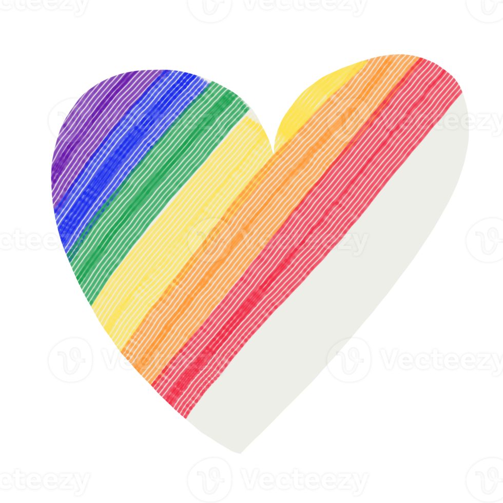 Lgbt Rainbow Color In Doodle Heart Freehand Shape 19898810 Png