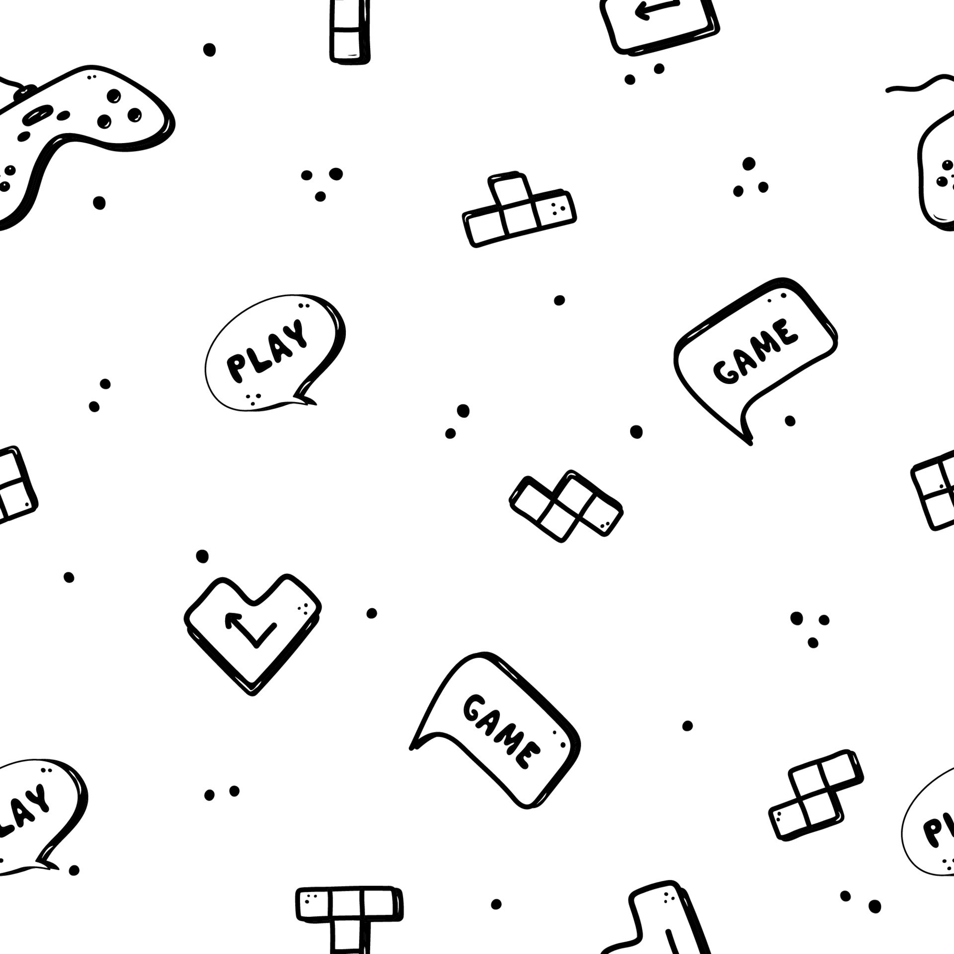 Retro vibe doodle pattern. Video game hand drawn doodle seamless ... Retro vibe doodle pattern. Video game hand drawn doodle seamless ...