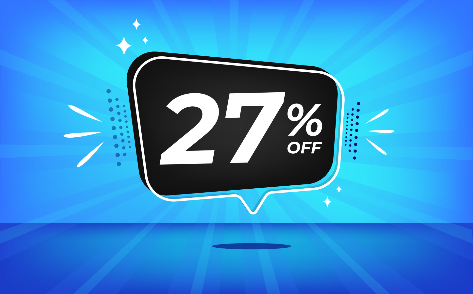 27 percent off. Blue banner with twenty-seven percent discount on a ...