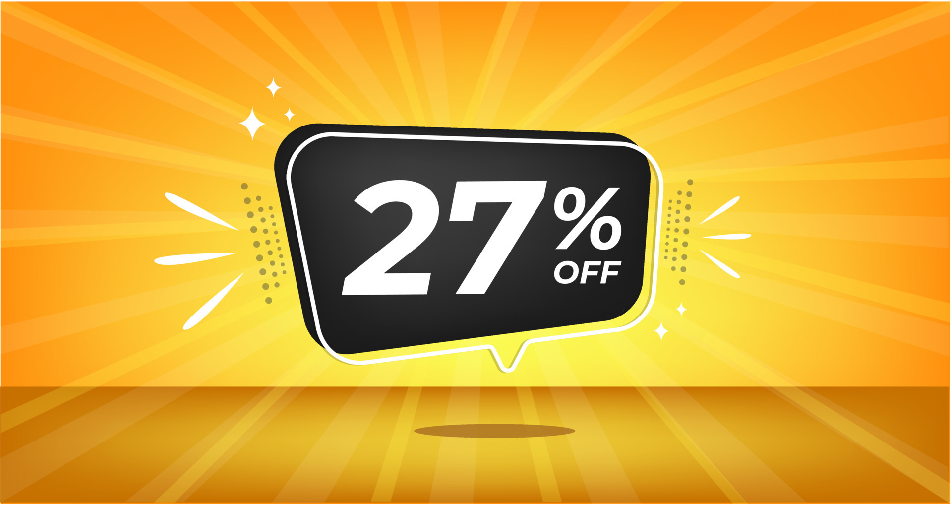 27 percent off. Yellow banner with twenty-seven percent discount on a ...