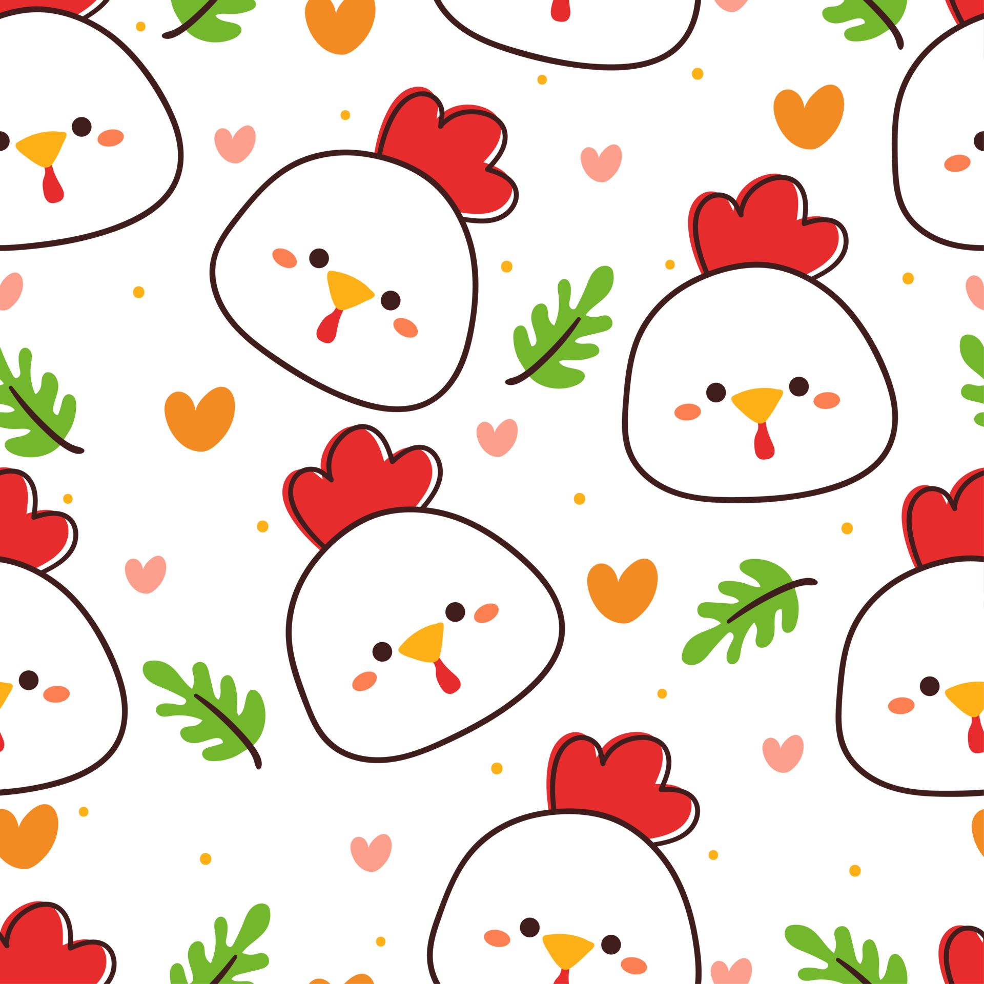 seamless pattern cartoon chicken and plant. cute animal wallpaper for textile, gift wrap paper ...