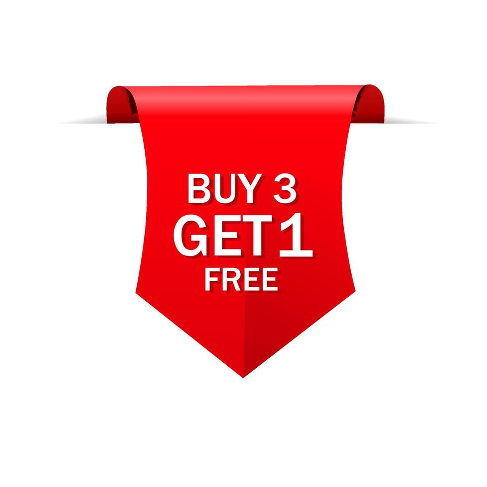 Buy 3 Get 1 Free Sale Banner Red Badge Sticker Icon Special Offer Promotion Or Retail