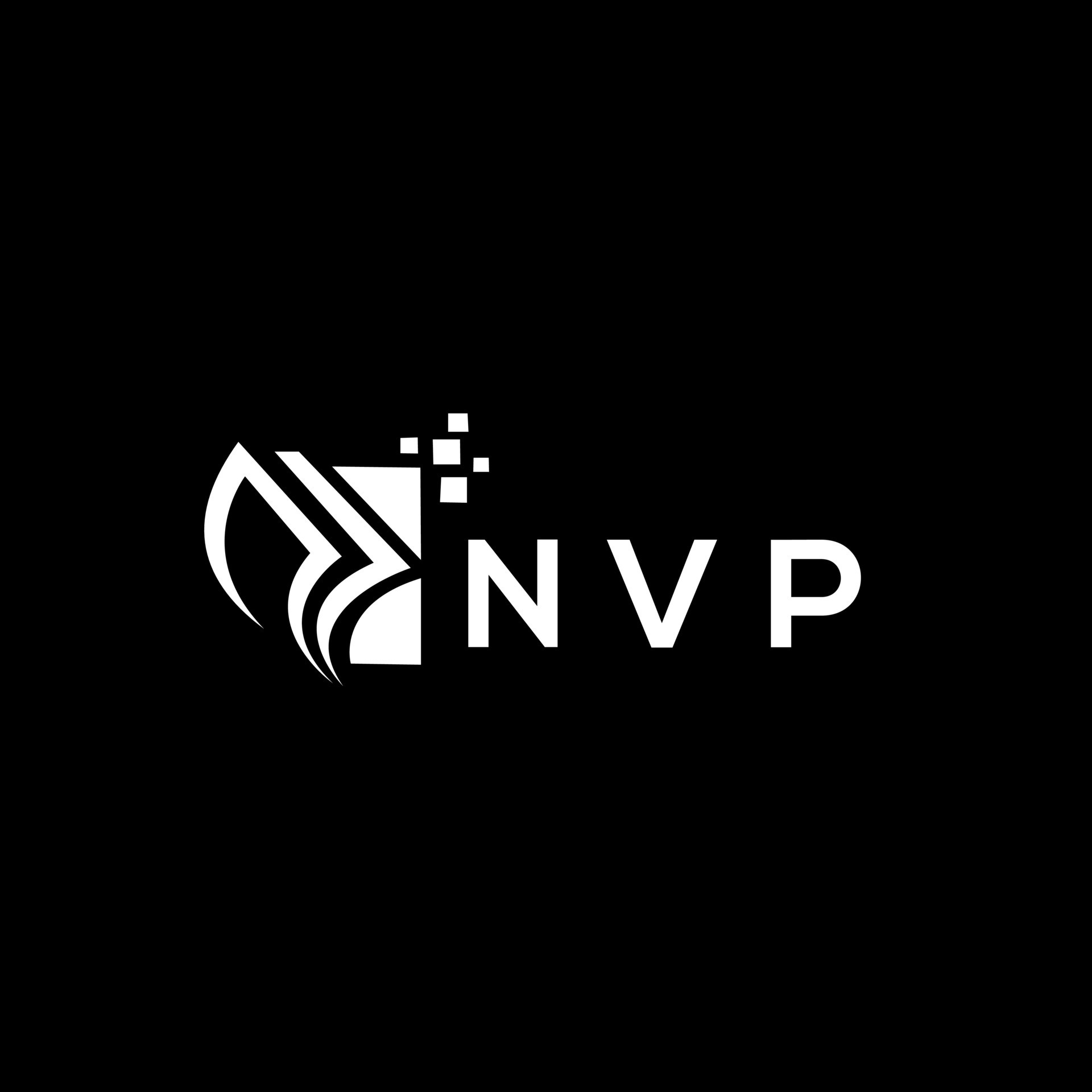 NVP business finance logo design.NVP credit repair accounting logo design on BLACK background ...