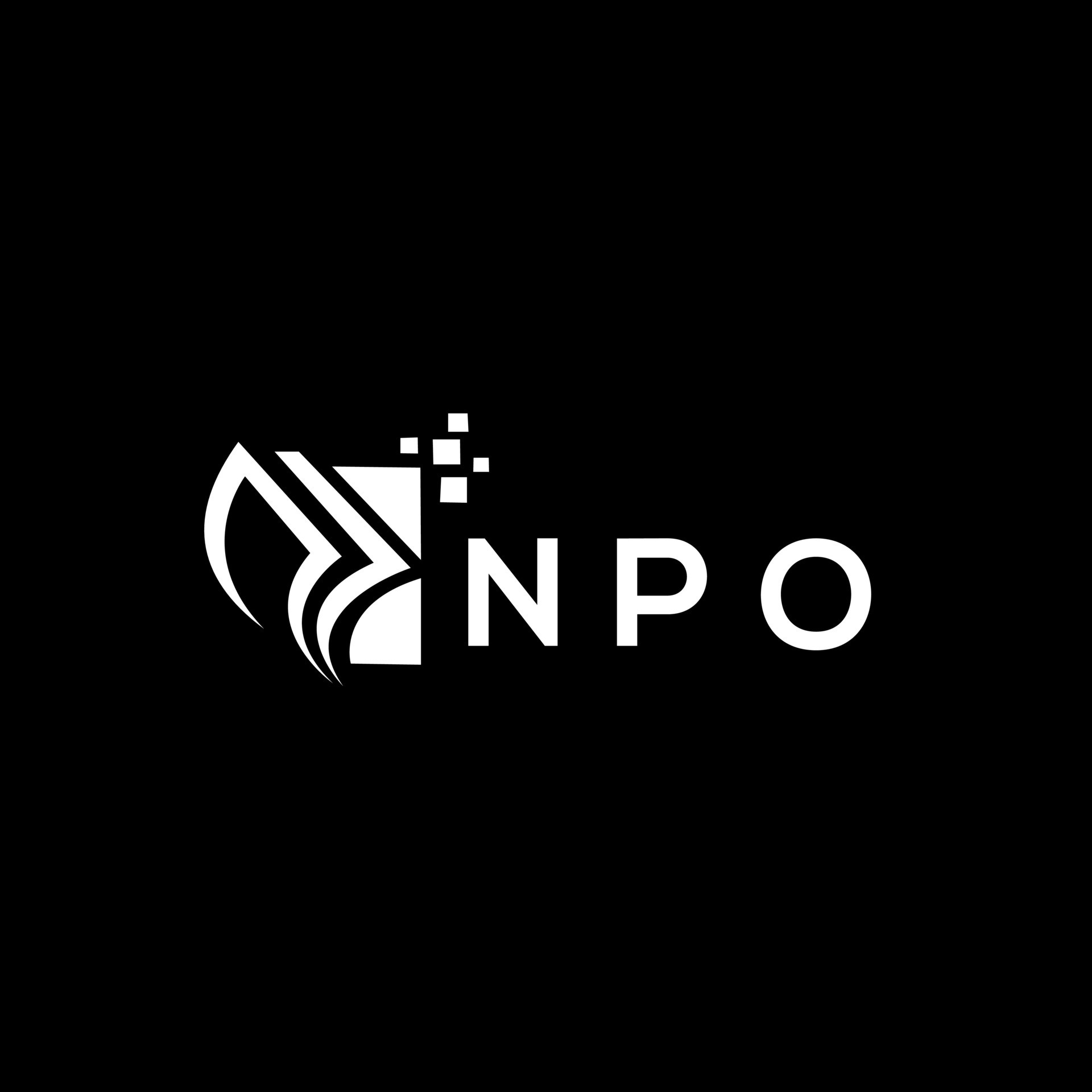 NPO credit repair accounting logo design on BLACK background. NPO creative initials Growth graph ...