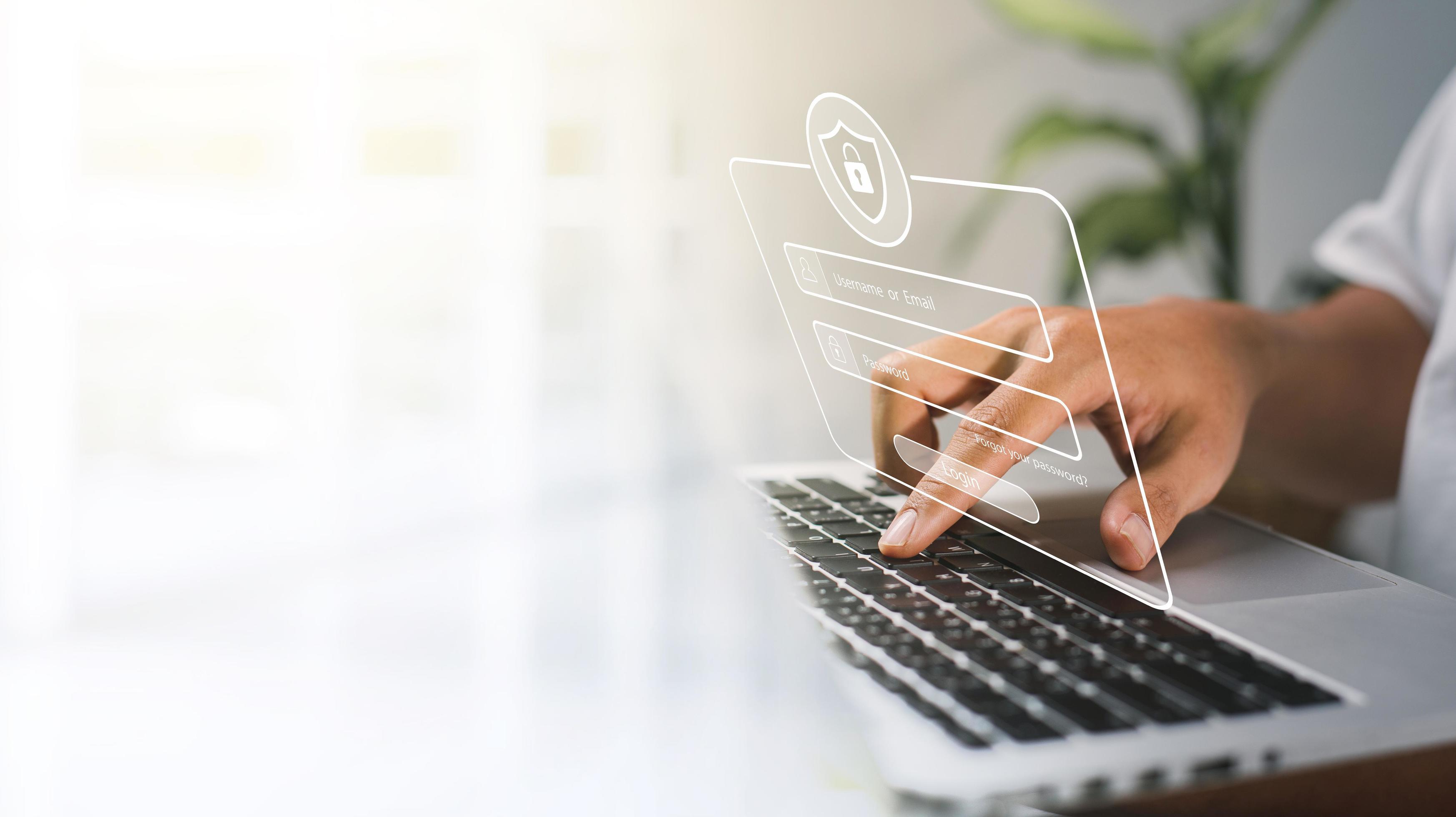 User Typing Login And Password At Home Secure Access To The Personal Information And Big Data