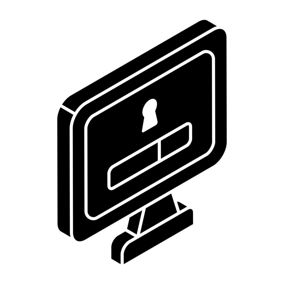 Monitor With Keyhole Showcasing System Security Icon 19940558 Vector