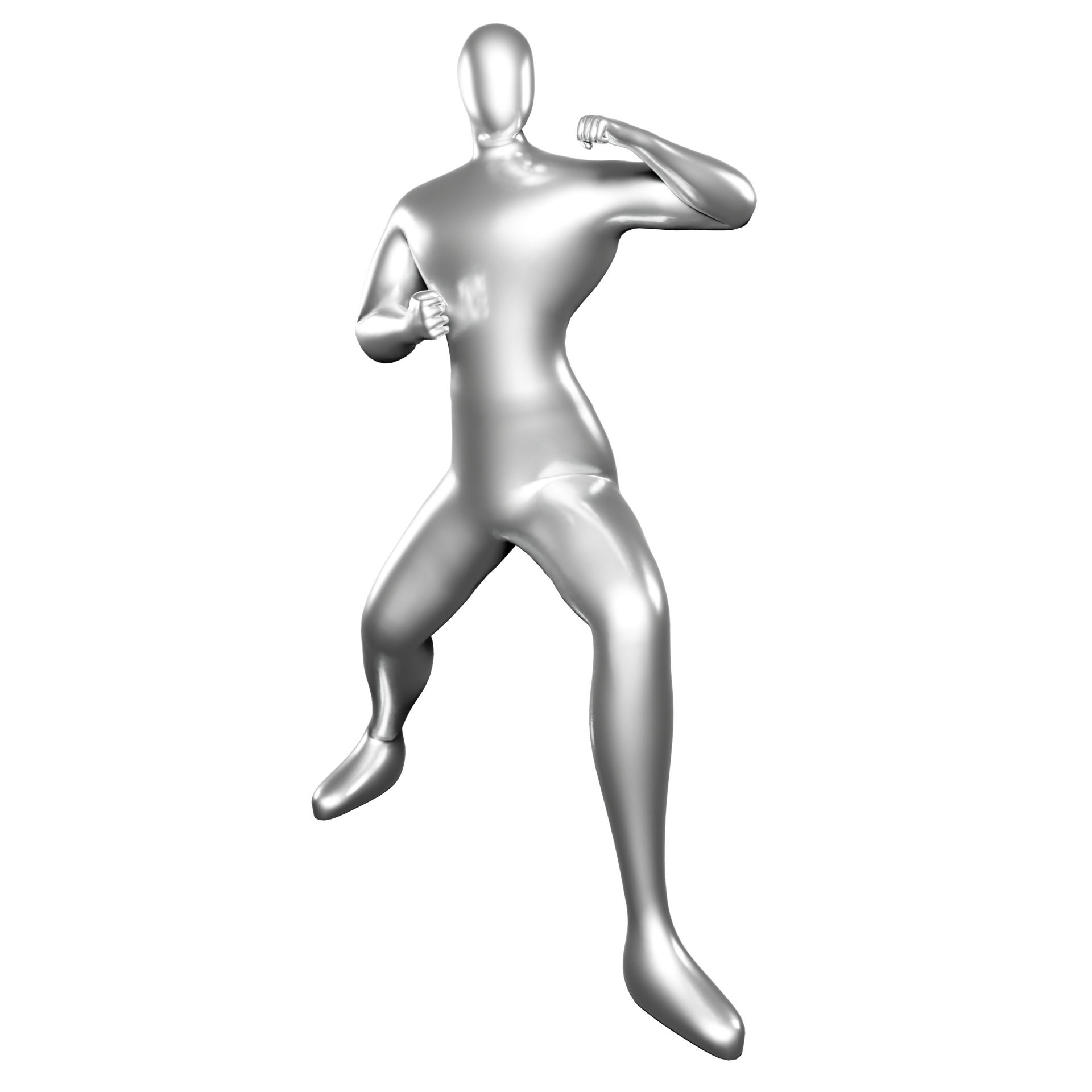 Free 3d Machen Silber Stickman Karate Stand Pose Mit Hände Bereit Zu Schlagen 19943157 Png